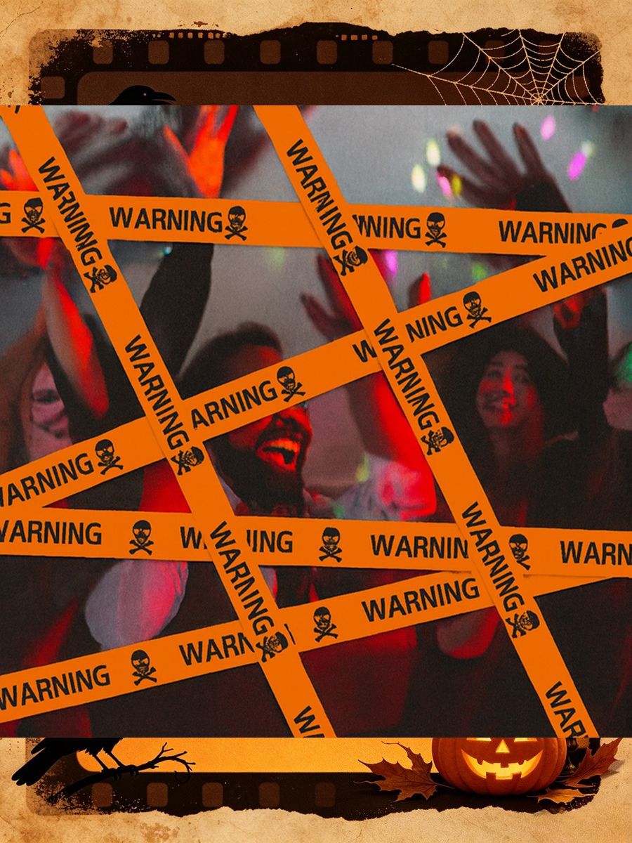 Растяжка-баннер на Хэллоуин «WARNING», полиэстер, 1 шт