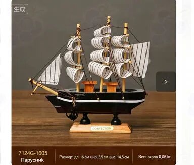 Корабль сувенирный малый "Марианна" Алые паруса 3,5х16х14,5 см
