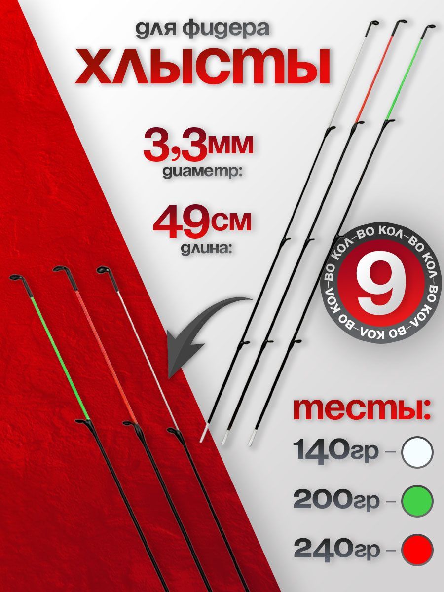 Хлыстики для фидера D-3mm 9 штук
