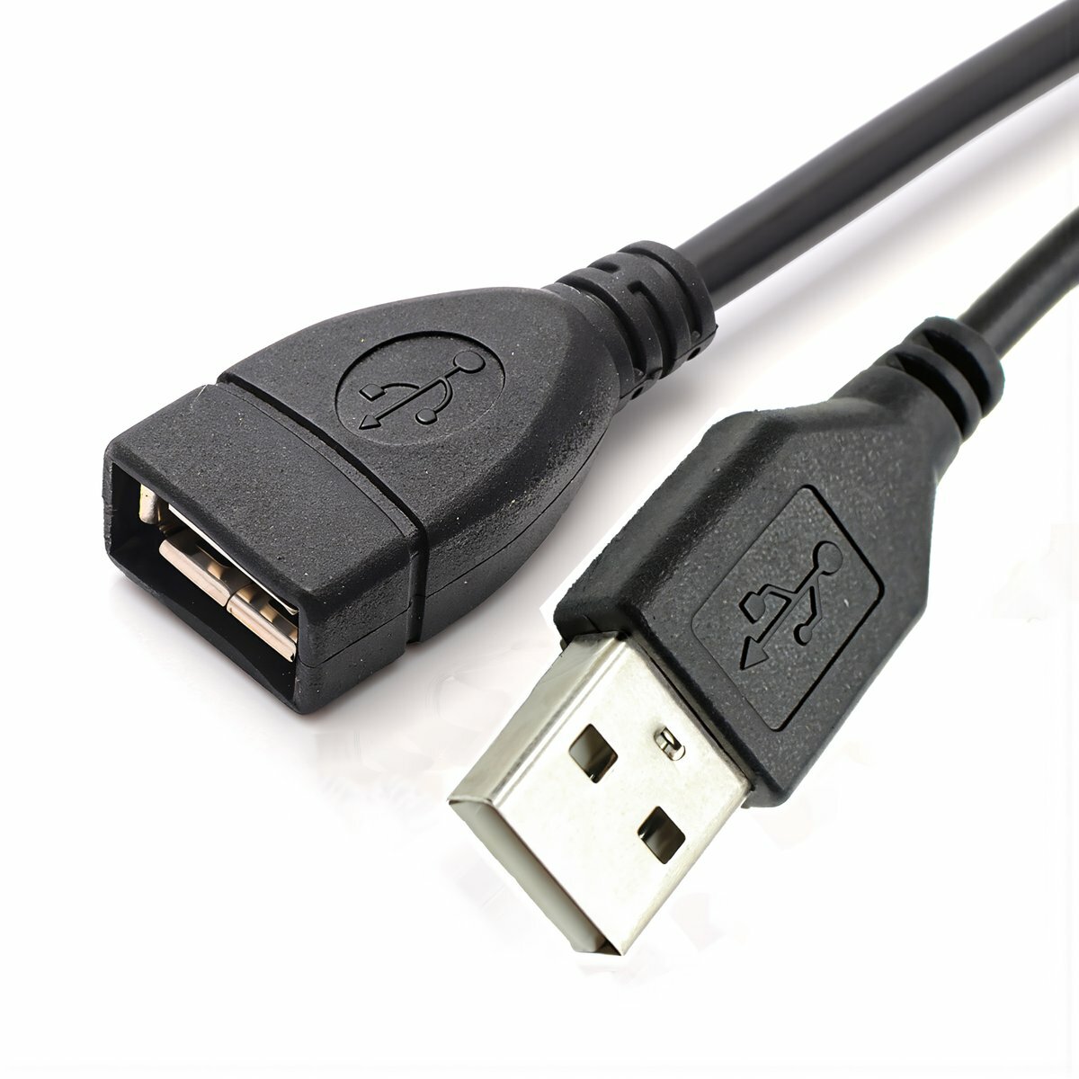 Удлинитель USB 2.0 длиной 0.5 метра мужской разъем к женскому кабель расширение портов для ноутбука стационарного ПК передача данных черный цвет
