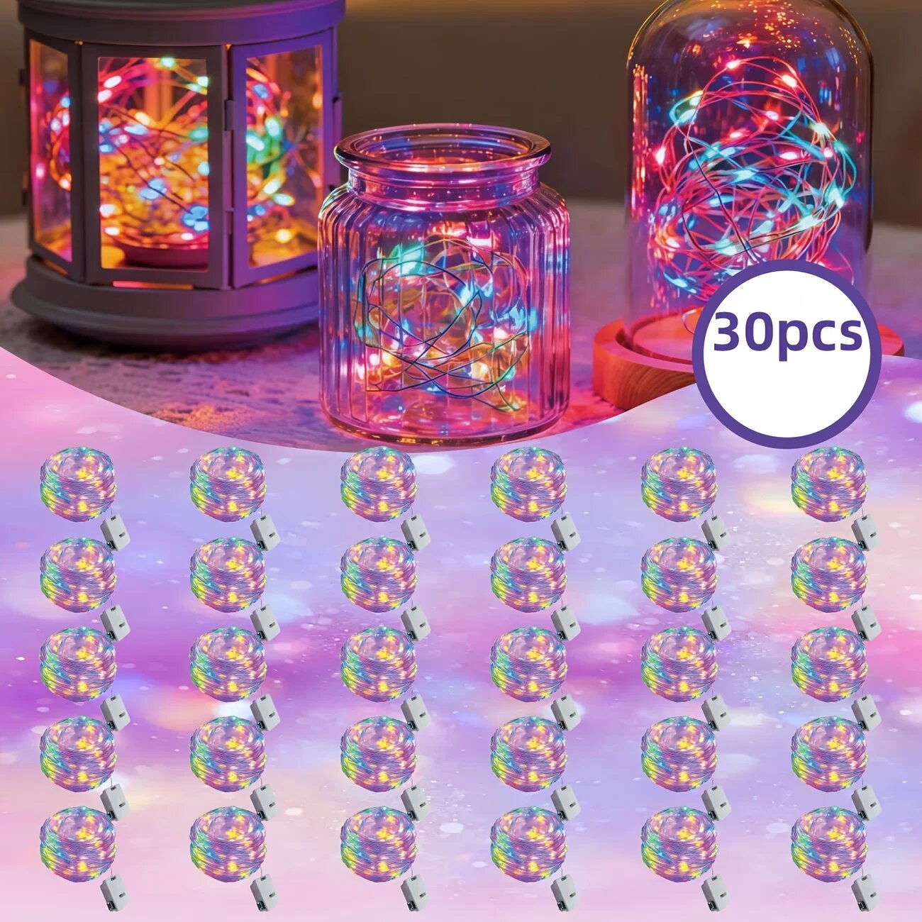 30шт LED гирлянда RGB, 2M20LED, 3 режима