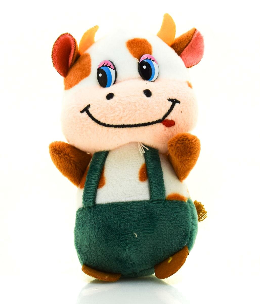 Мягкая игрушка корова 12см, пестрый дизайн, мягкий текстиль, милый подарок