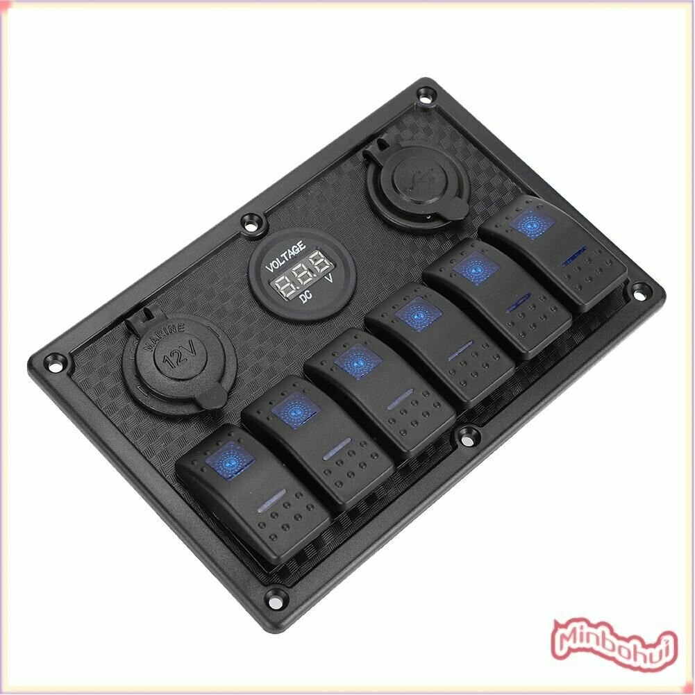 Водонепроницаемая панель переключателей, 6 гнёзд, для авто и катеров