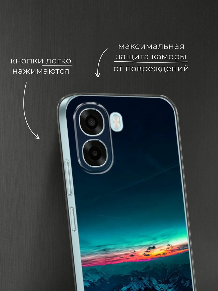 Силиконовый чехол на Oppo A6x / Оппо A6x с принтом закат в горах — фото 1