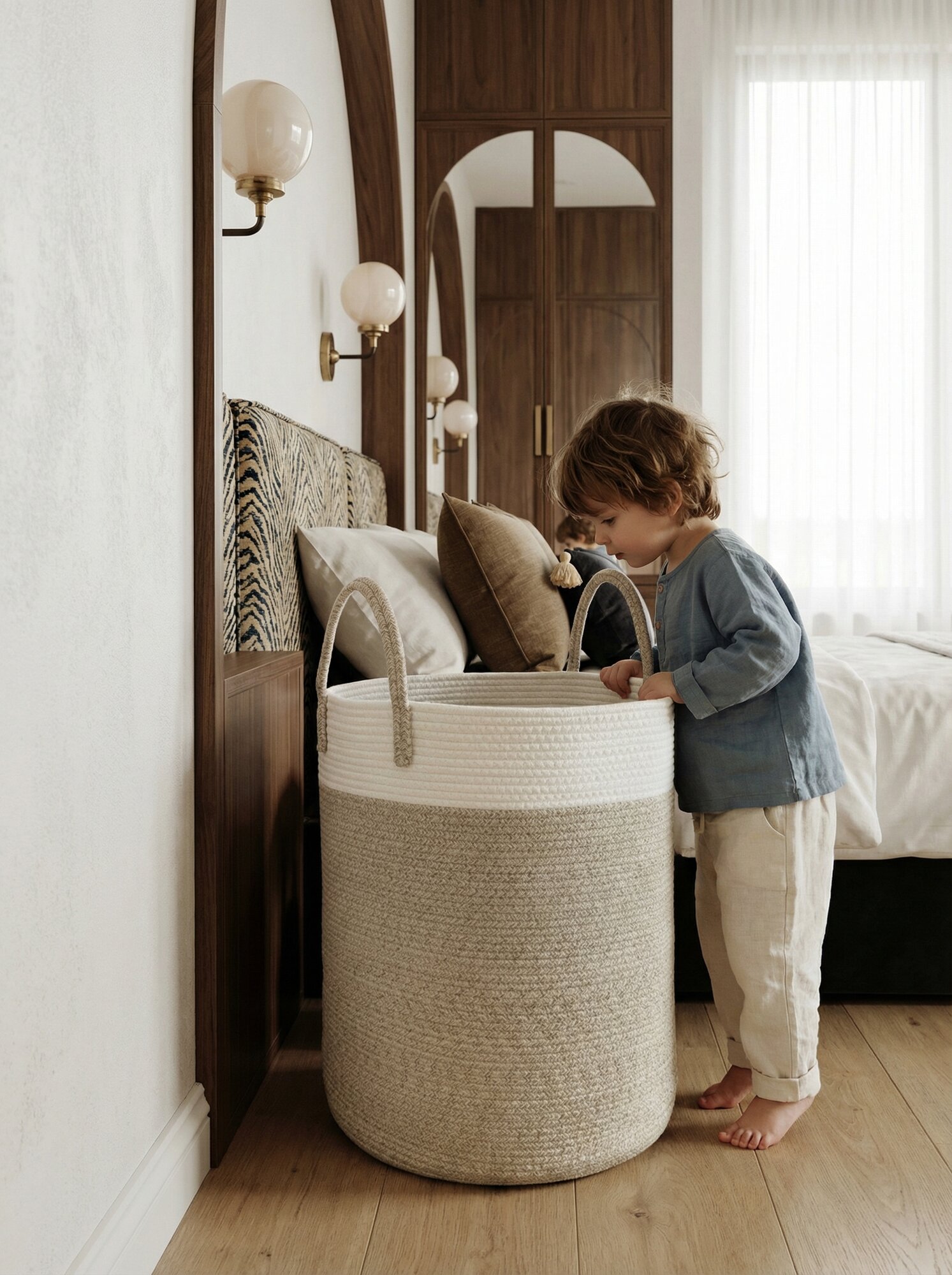 Корзина для белья плетеная Taliso 38х50 см / для игрушек / для хранения вещей