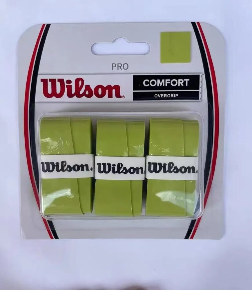 Намотка Wilson Pro Overgrip для теннисной ракетки, 3 штуки, зеленая, комфортная и впитывающая
