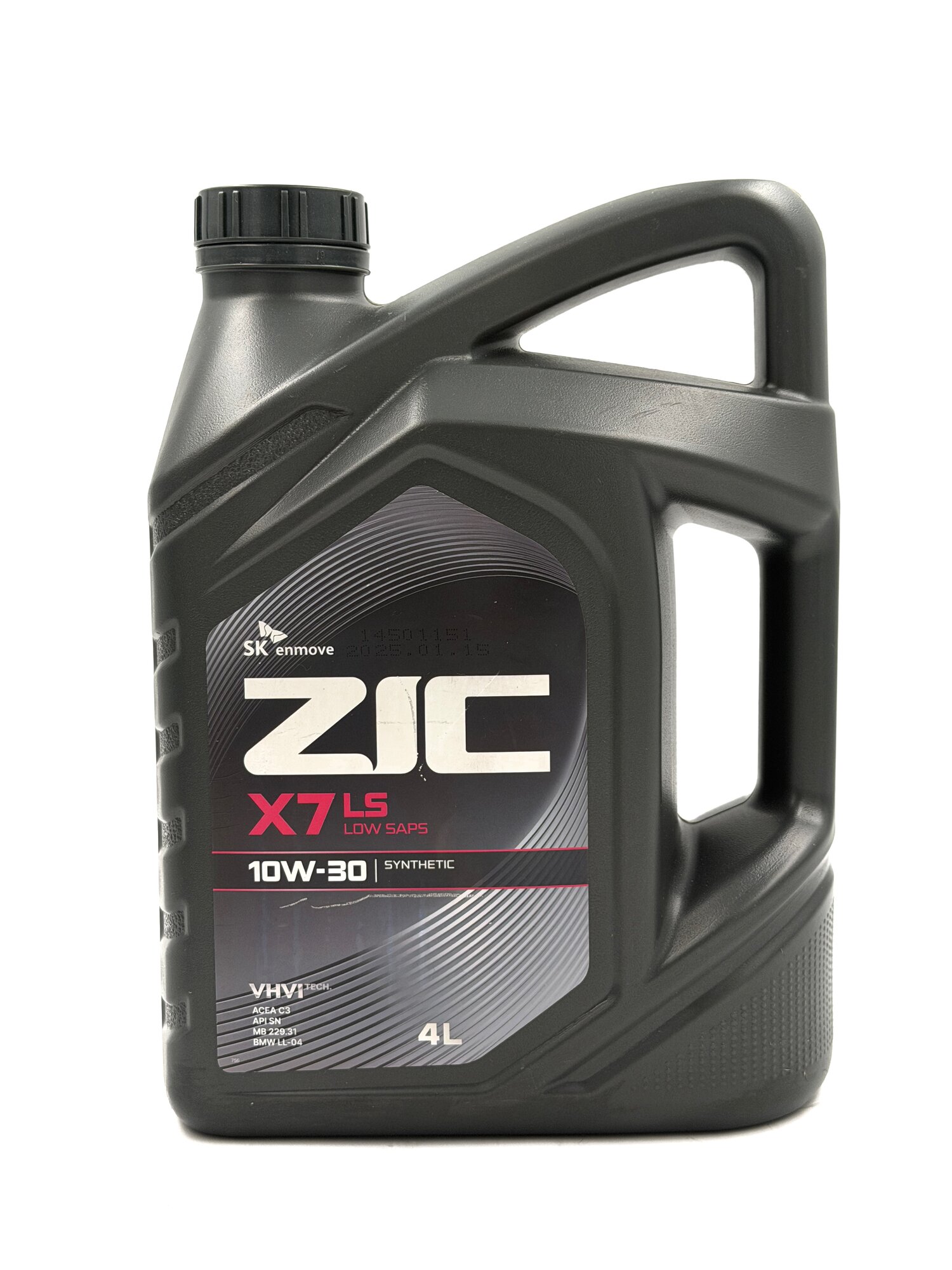 Масло моторное ZIC X7 LS 10W-30, 4 литра, синтетическое, для авто