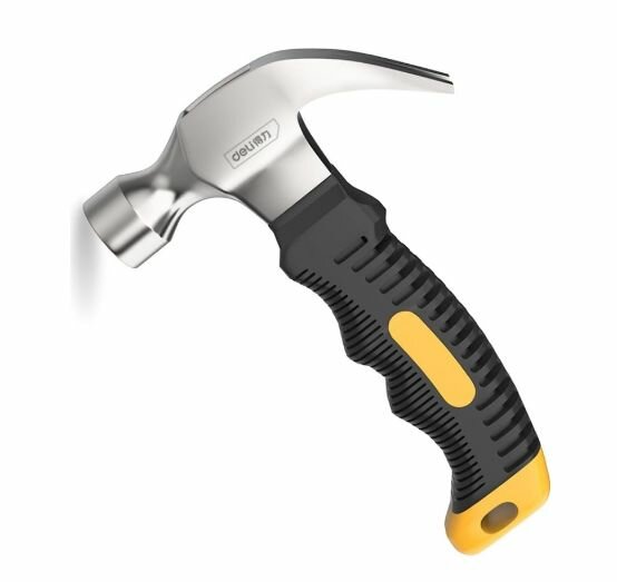 Молоток-гвоздодер DELI DL441008 укороченный, 250 гр,160 мм, фиберглассовая рукоять