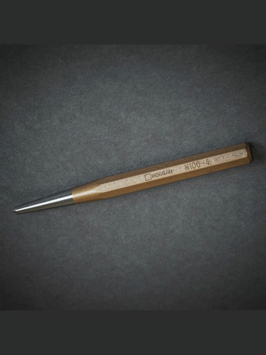 Кернер NORGAU Industrial из закаленной Cr-Mo стали с индукционной обработкой наконечника, 56-60 HRC, 4x120 мм