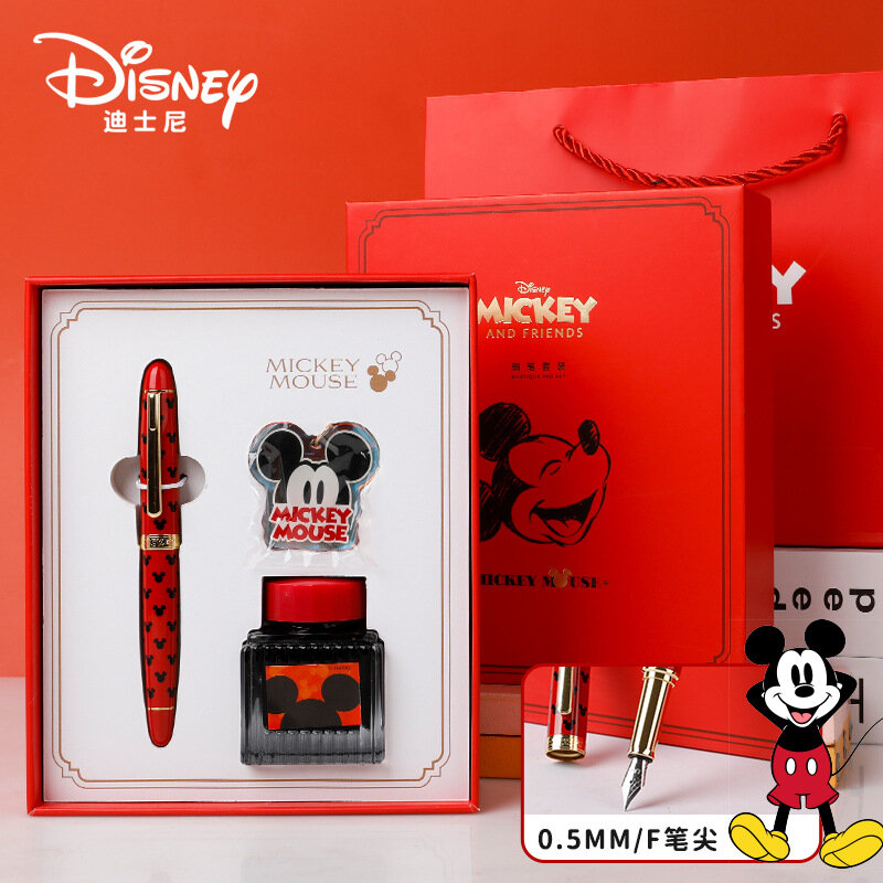 Детская ручка-фонтан Disney, высококачественная и изысканная, для мужчин и студентов, подходит для практики письма, является ценным подарком на день рождения для девочек в подарочной упаковке.