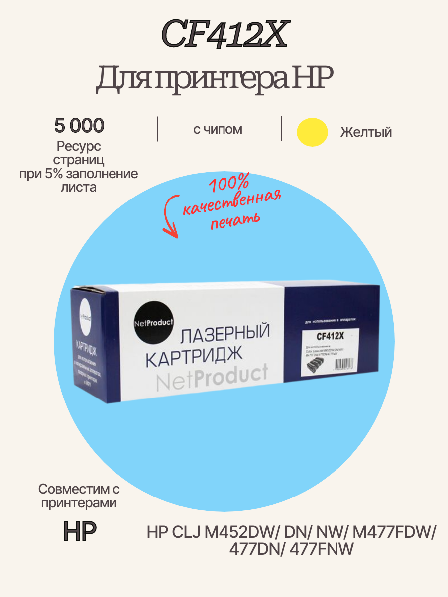 Картридж NetProduct (N-CF412X) для HP