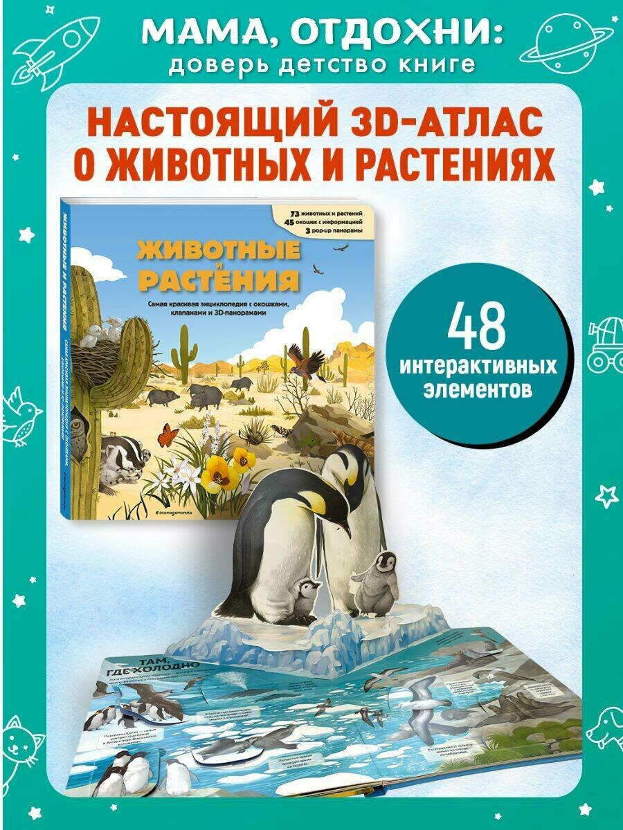 Животные и растения. Самая красивая энциклопедия с окошками, клапанами и 3D-панорамами