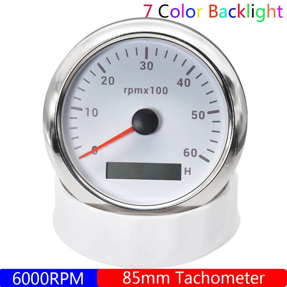 Тахометр 85 мм, 6000RPM, 7 цветов, цифровой дисплей