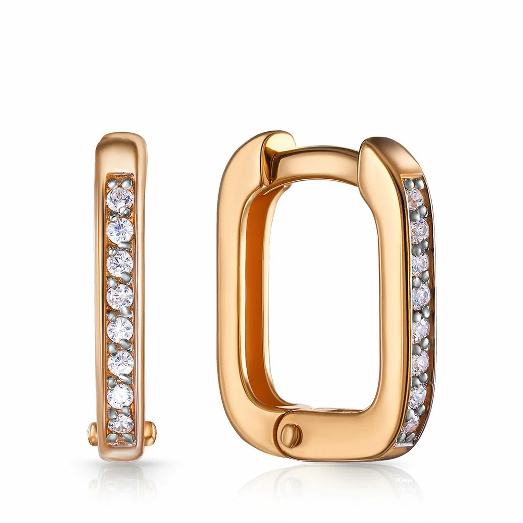 Серьги конго, красное золото, 585 проба, фианит