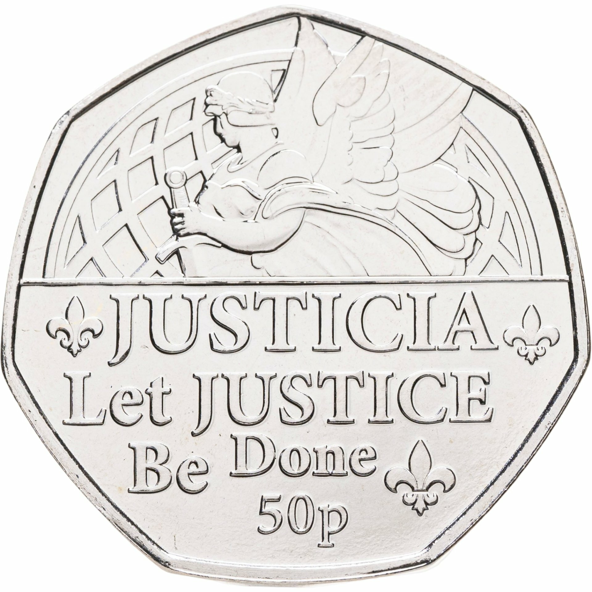 Джерси 50 пенсов pence 2022 "Добродетели Королевы - Правосудие", Мельхиор медь-никель, в сохранности BUNC