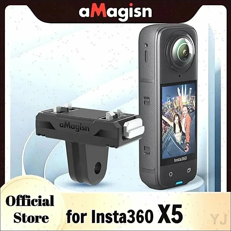 AMagisn Быстросъемное крепление для Insta360 X5, пластиковая магнитная база с 1/4 и 2-штырьковым адаптером для аксессуаров Insta 360 X5