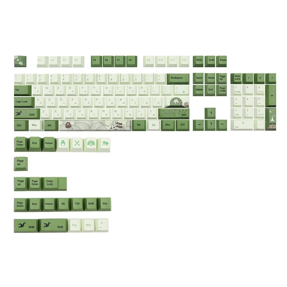 127 клавиш, OEM-колпачок для ключей matcha green height keycap для механической клавиатуры