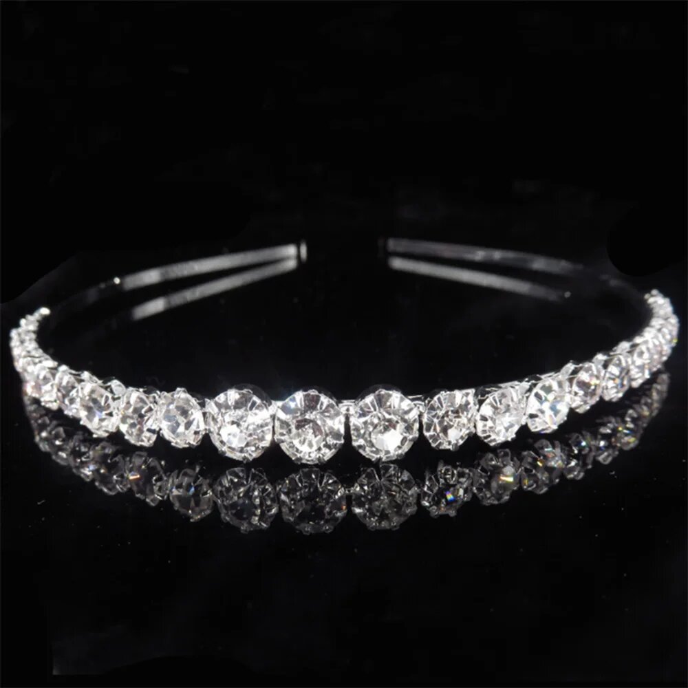 Корона для волос с кристаллами, серебро, Metal color: 15