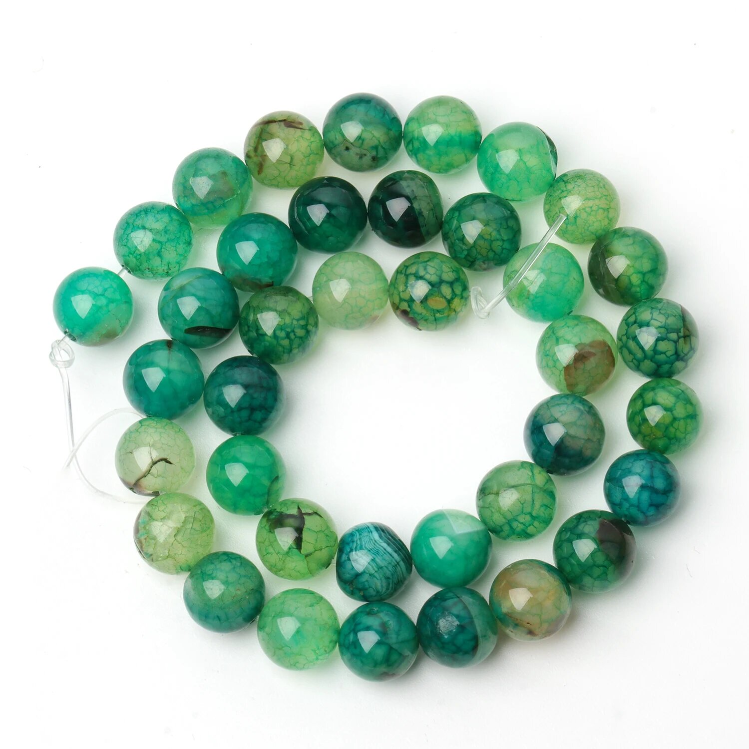 Каменные бусины из агата, сердолика и оникса Изумрудный, 6mm (approx 62pcs), Dragon veins agate3