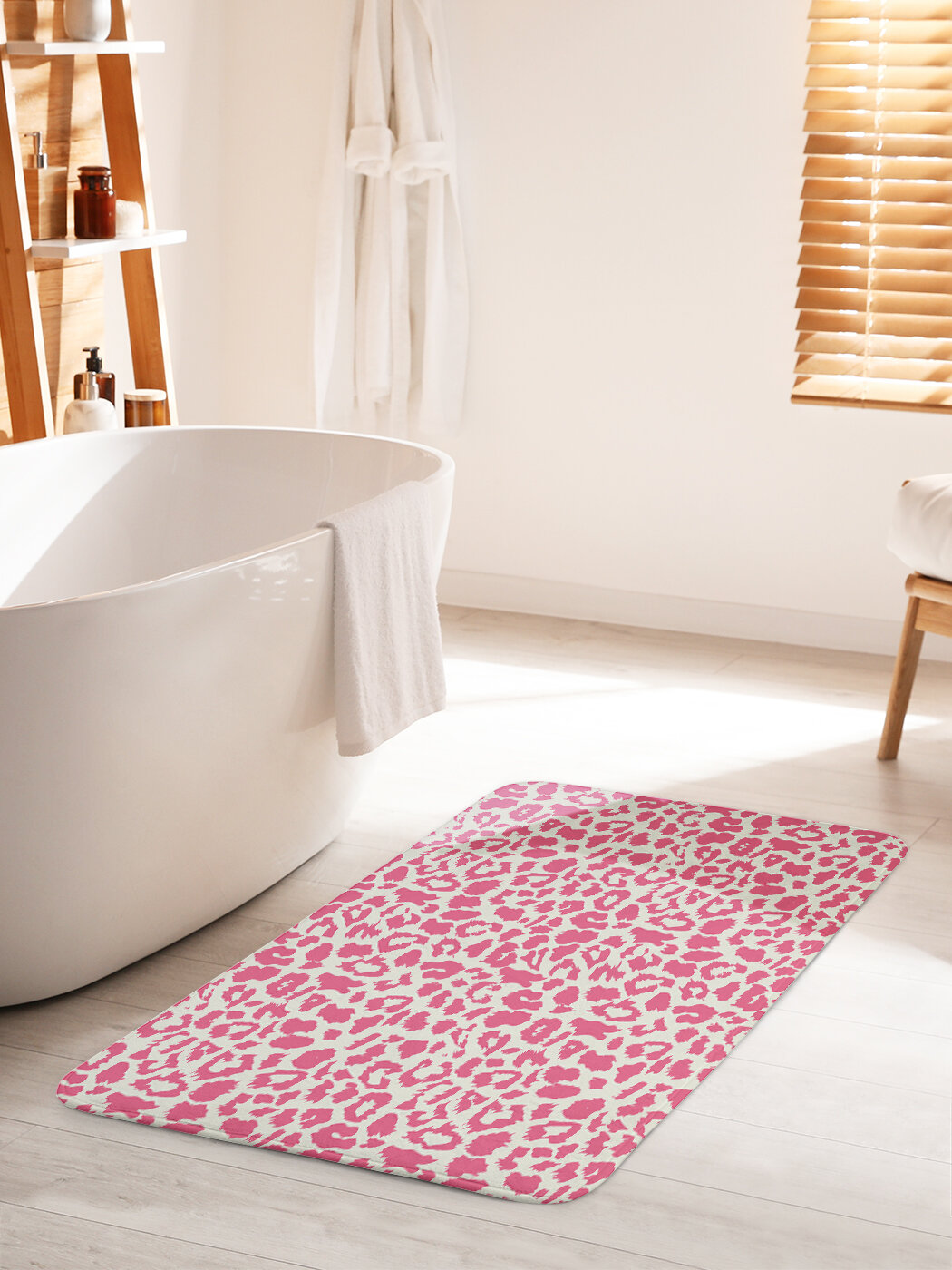Коврик для ванной комнаты и туалета противоскользящий "Розовый леопард" 60х100 см, JoyArty