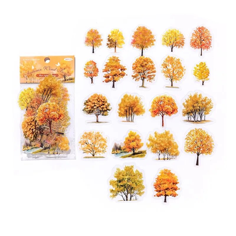 Набор стикеров: зеленые растения, свежие деревья, тема 40 листов / коробка можно использовать для украшения справочника и изготовления поздравительных открыток