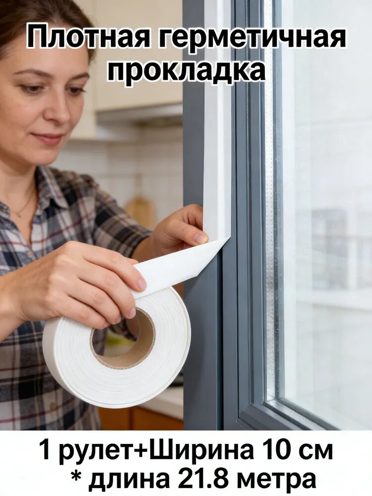 Уплотнительная лента шириной 10 см * длиной 21,8 метра (белая)