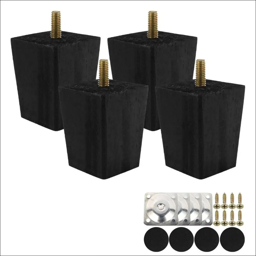 Ножка для мебели деревянная, черная, для диванов, комплект 4шт. Мебельные ножки