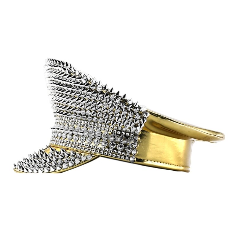 Военно-Морская Шляпа из Искусственной Кожи Унисекс, Регулируемая Матросская Шляпа, Модная Стильная Шляпа с Заклепками для Мужчин и Женщин