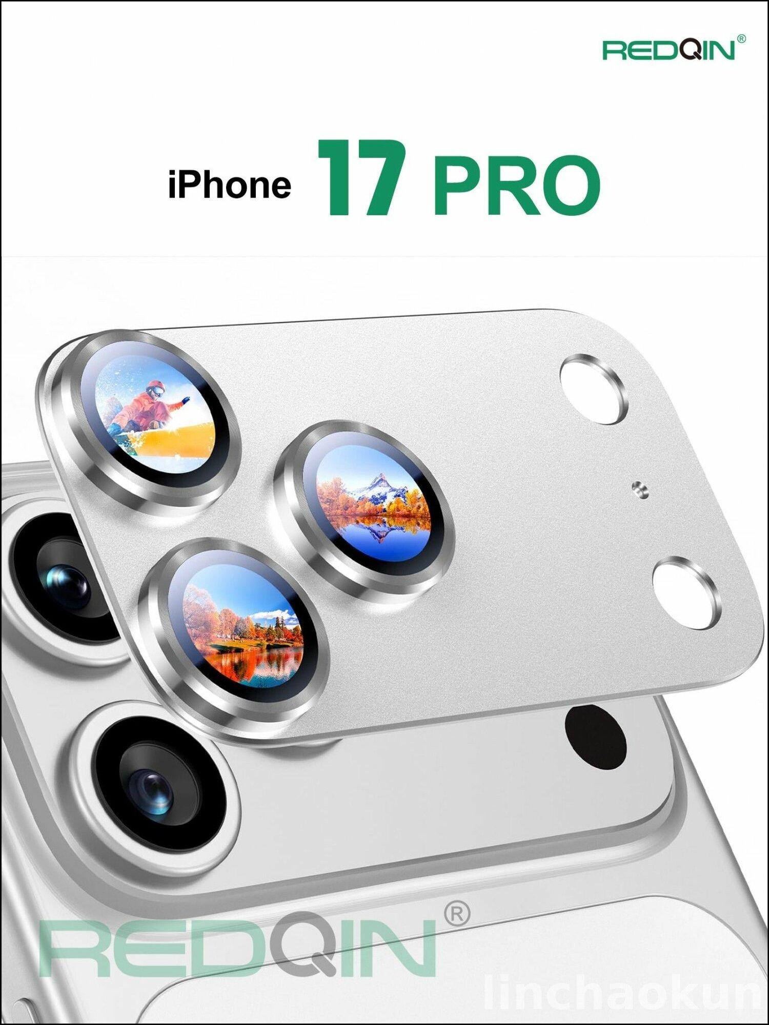 Металлическая защита объектива камеры для iPhone 17 Pro: Сапфировое стекло, Устойчивость к царапинам и ударам (Silver) (1шт)