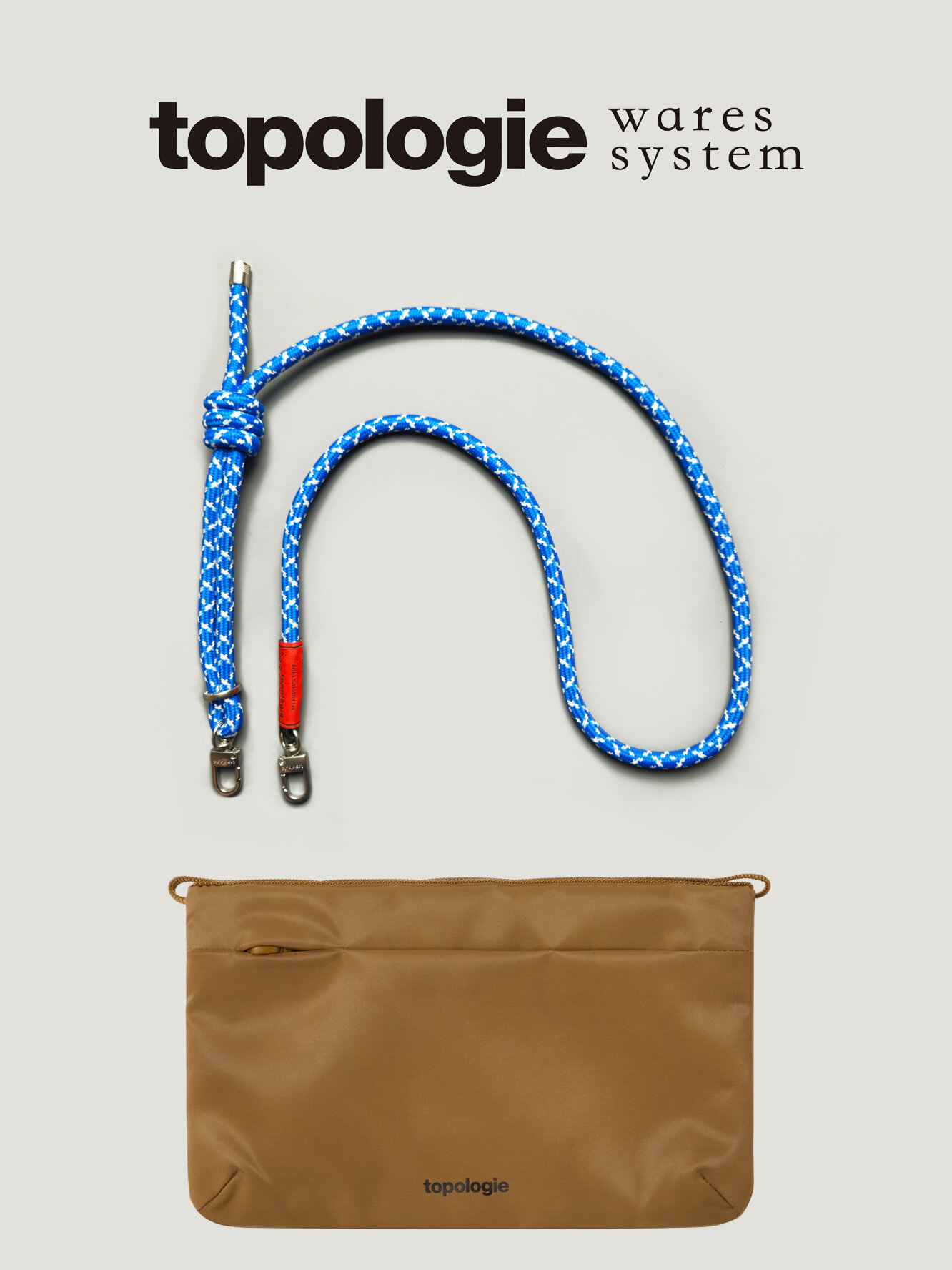 Сумочка через плечо/кроссбоди для бутылки Topologie Flat Sacoche Copper (медный) с ремнем 8 мм Light Blue (голубой)