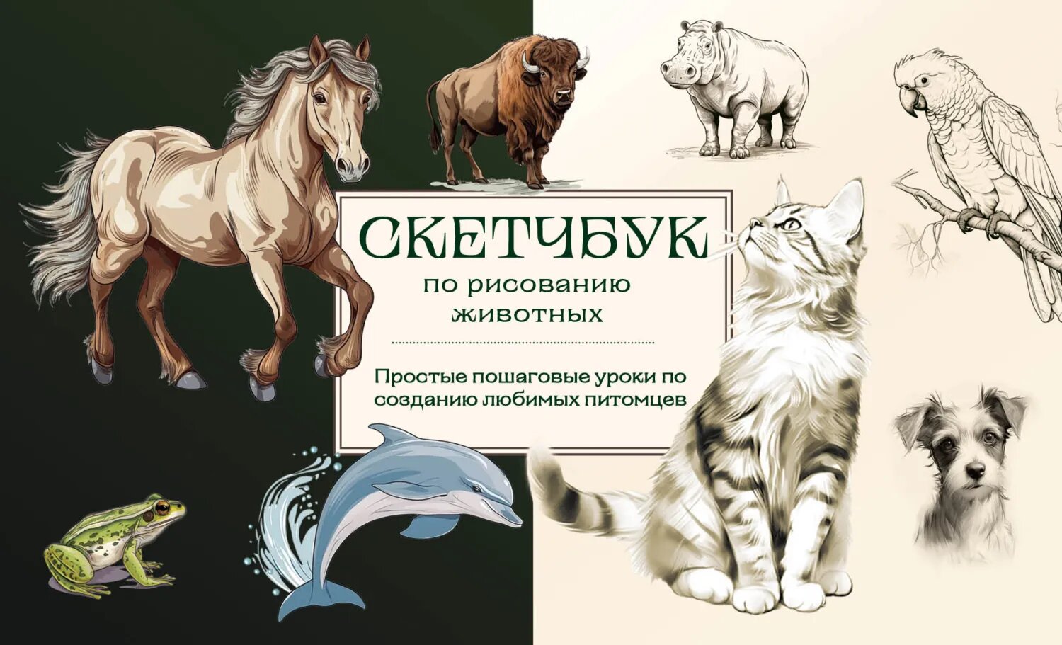 Скетчбук по рисованию животных. Простые пошаговые уроки по созданию любимых питомцев [Цифровая книга]