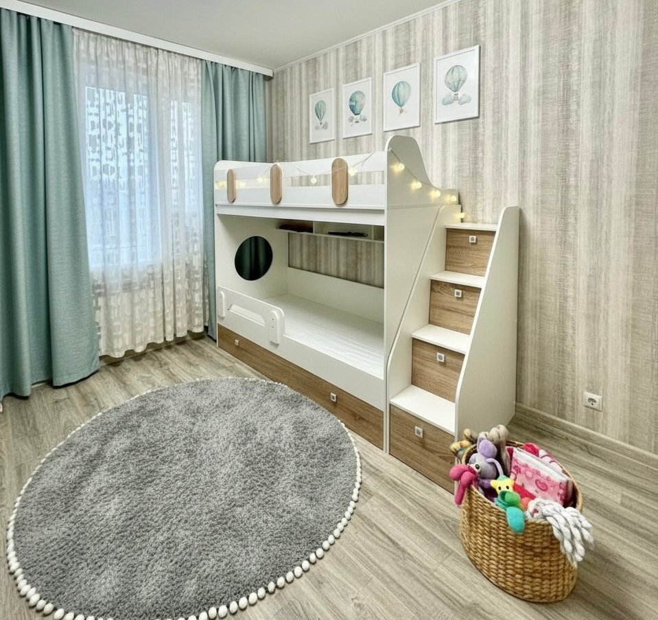 Кровать 2-х ярусная Фортуна-3 (дуб сонома + белый) 190х80