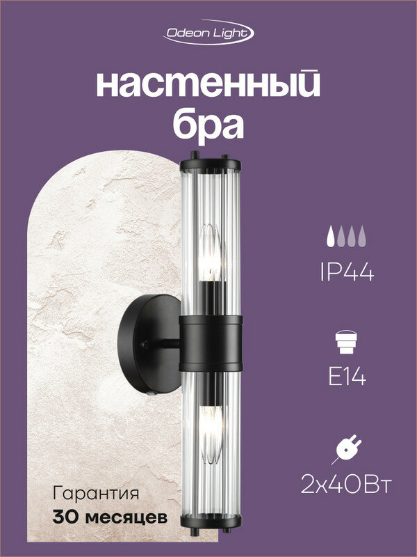 Настенный светильник ODEON LIGHT KEPA 4944/2W E14 2*40W черный