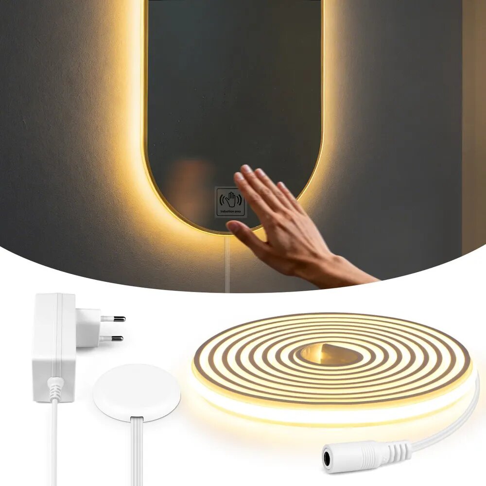 5 метр, новая неоновая лента COB LED, беспроводная сенсорная регулировка яркости, используется для освещения кухонного шкафа, ночника в спальне и гостиной, декоративного освещения витрин магазинов