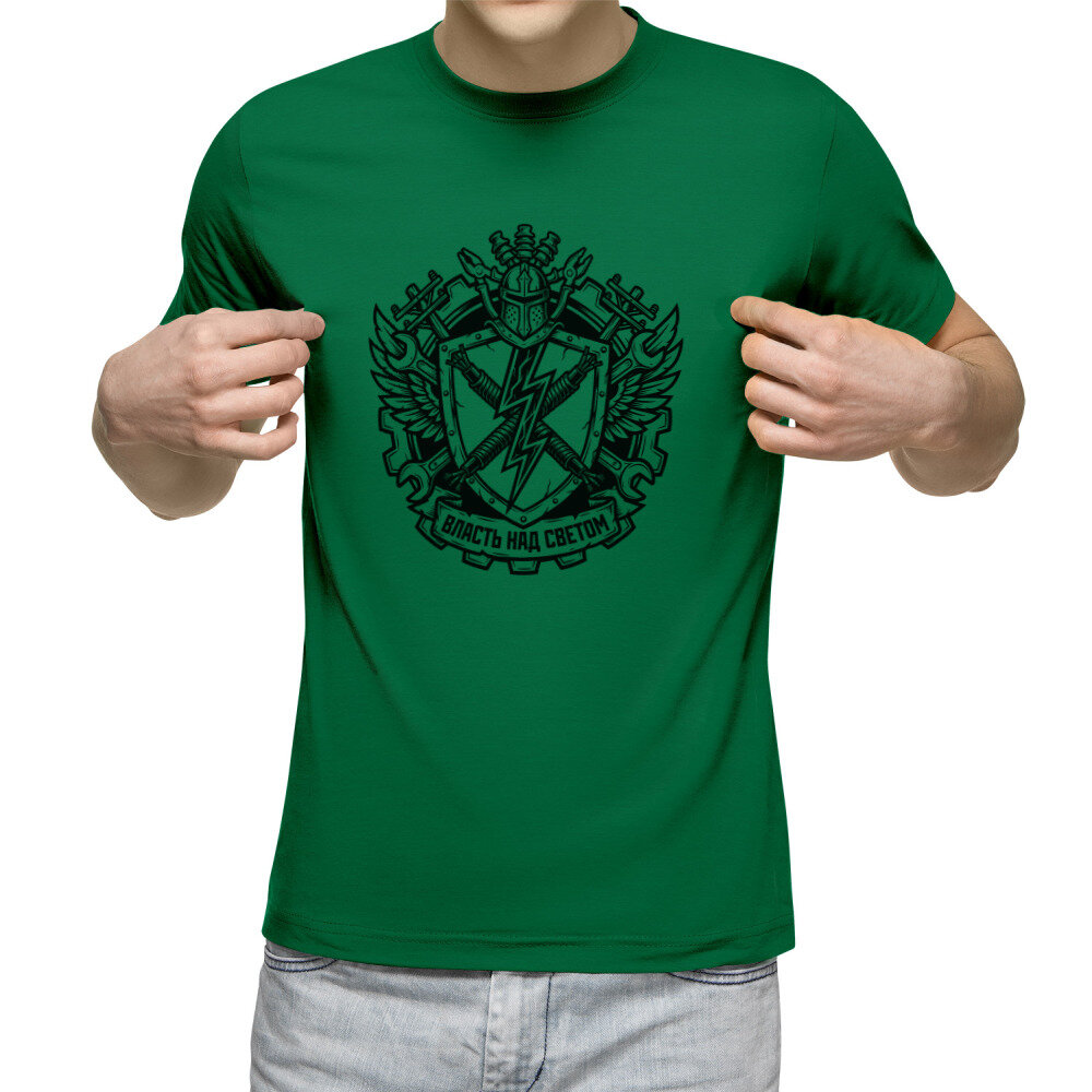 Мужская футболка «Герб электрика» (зеленый, M)