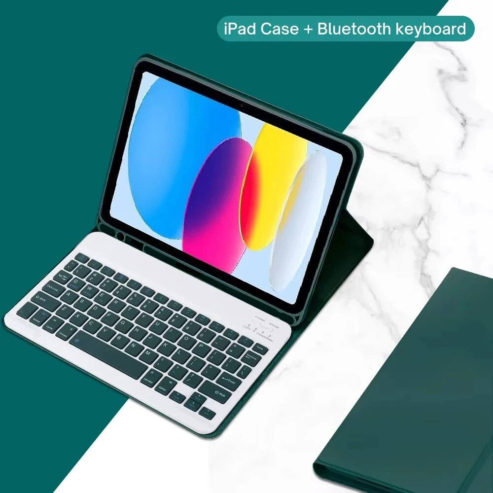 Чехол-клавиатура PULUZ для iPad 10, Dark Green A, English Keyboard