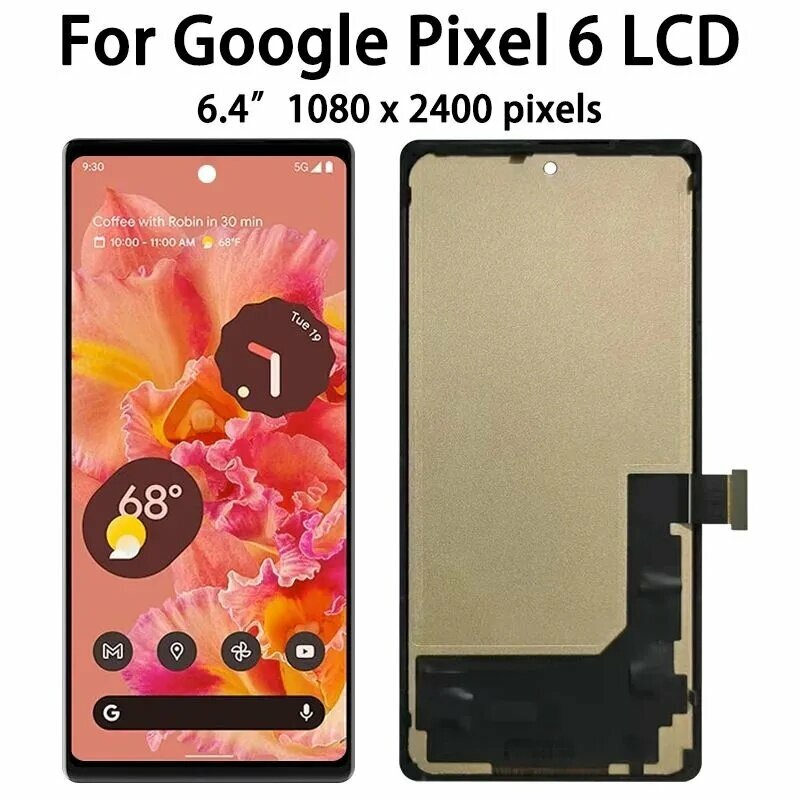6,4-дюймовый TFT LCD-дисплей для Google Pixel 6, GB7N6, G9S9B16, G9S9B, GR1YH, ЖК-дисплей с рамкой, сенсорный экран, панель управления, комплектующие.