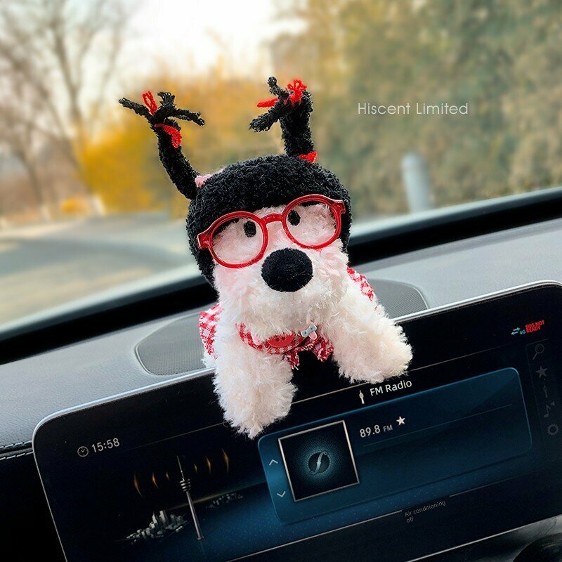 Косичка West Highland Terrier плюшевая декорация для приборной панели автомобиля с персонализированной карточкой