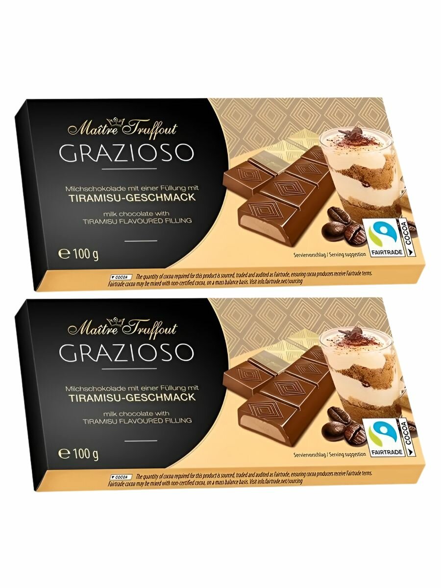 Maitre truffout шоколад со вкусом тирамису, 2шт по 100г