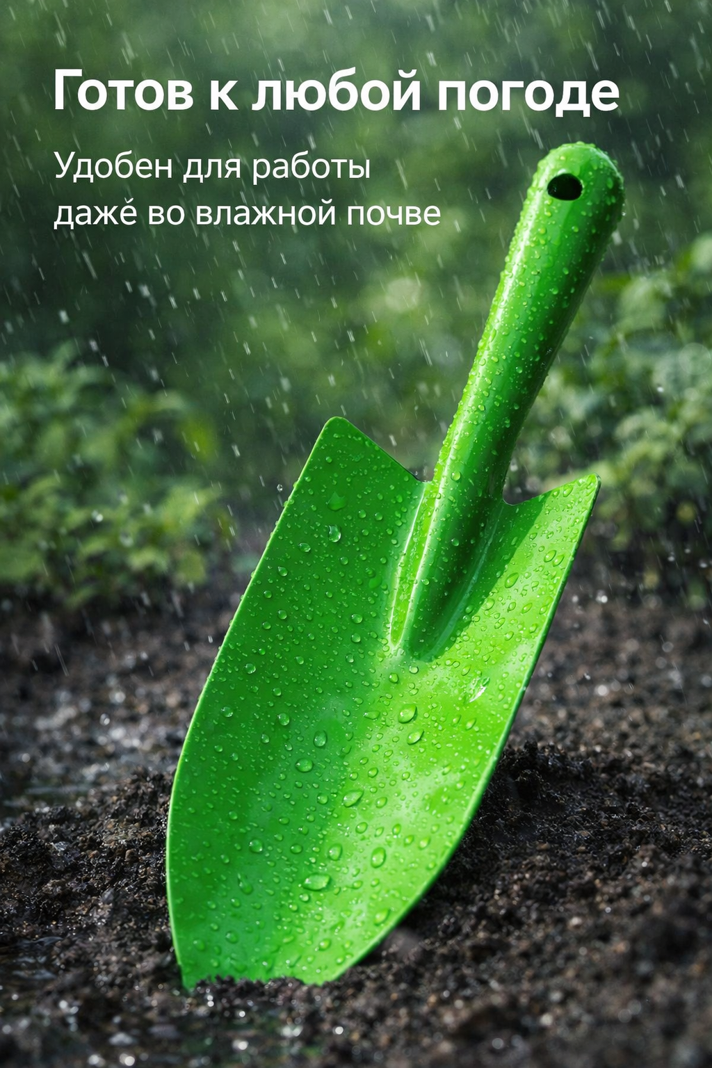 Совок садовый, пересадочный для растений и цветов , малая ручная лопатка для огорода посадочная зеленая