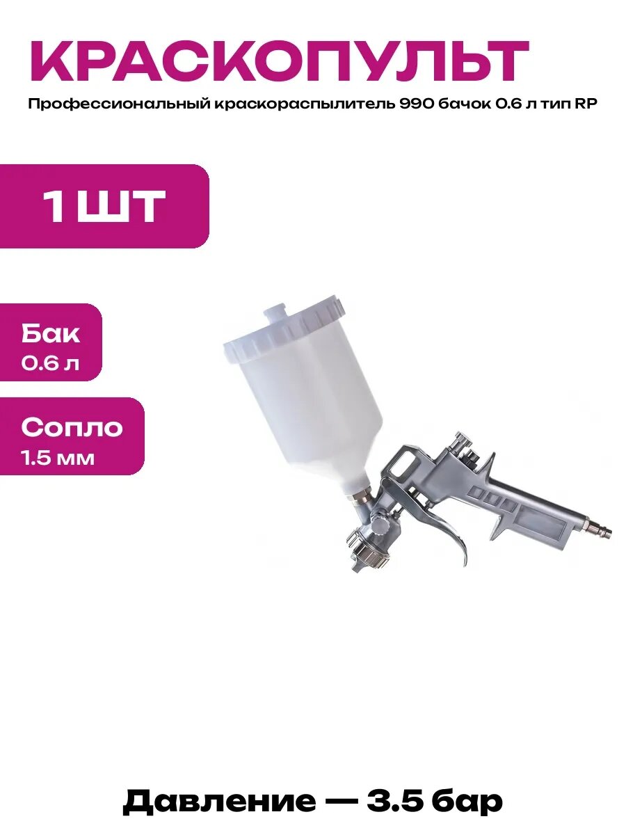 Пневматический краскораспылитель RP дюза 1.5 мм разъем 1/4F