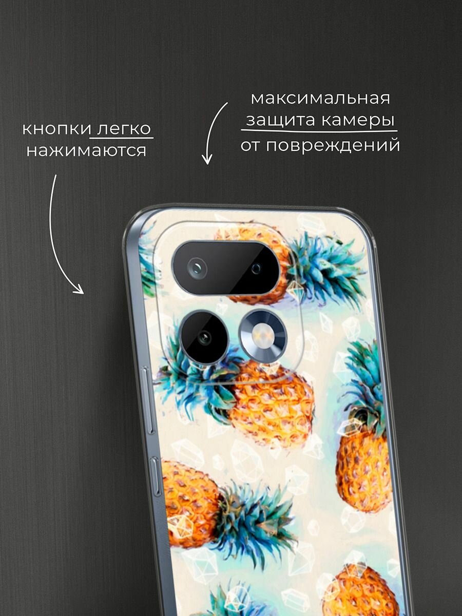 Силиконовый чехол на Realme 16 Pro / Реалме 16 Про с принтом Ананасы — фото 1