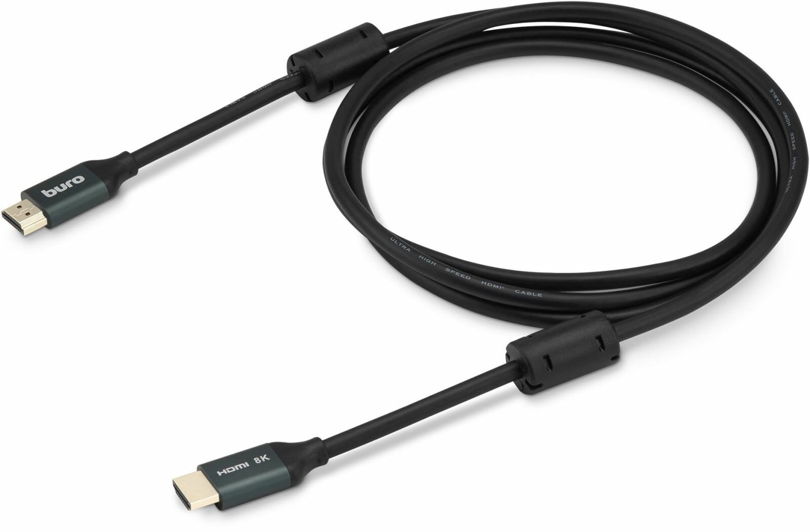 Кабель аудио-видео Buro HDMI m - HDMI m, 5 м, ферритовые кольца, позолоченные контакты, черный (BHP-HDMI-2.1-5G)