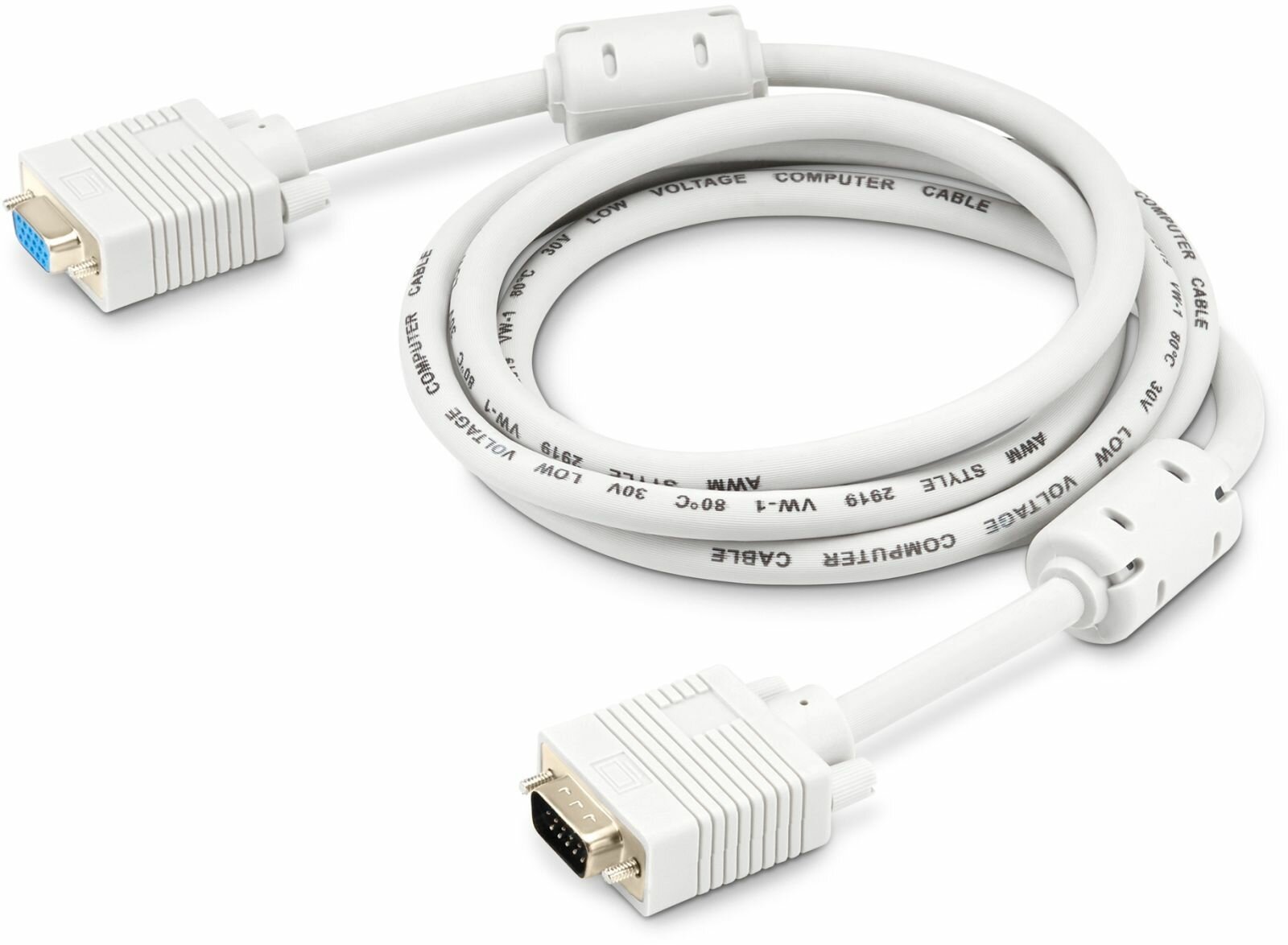 Кабель-удлинитель Buro VGA m VGA f, 1,8 м, ферритовые кольца, серый (CAB015S-06)