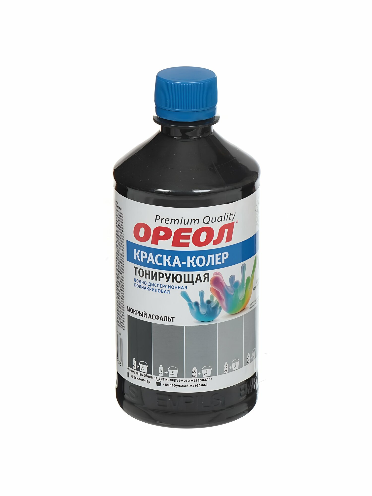 Колер краска Ореол мокрый асфальт 725 г, серый, для водоэмульсионных красок