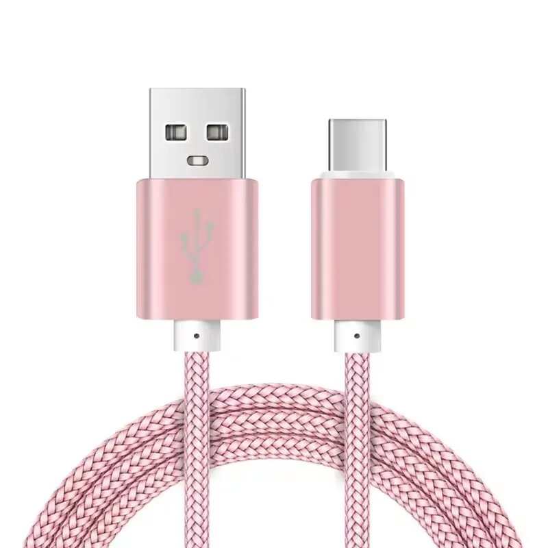 Розовый кабель USB Type-C 1m для Samsung, Xiaomi, Redmi, Honor, OPPO