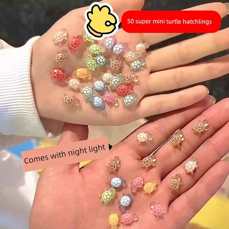 Мини-черепаха с флуоресцентным покрытием и LED-подсветкой, комплект 50 шт. с кейсом для хранения