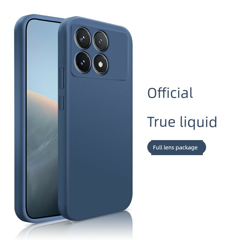 Чехол для Xiaomi K70 Ultimate Edition из жидкой силикона с полным покрытием камеры в изумрудно-синем цвете