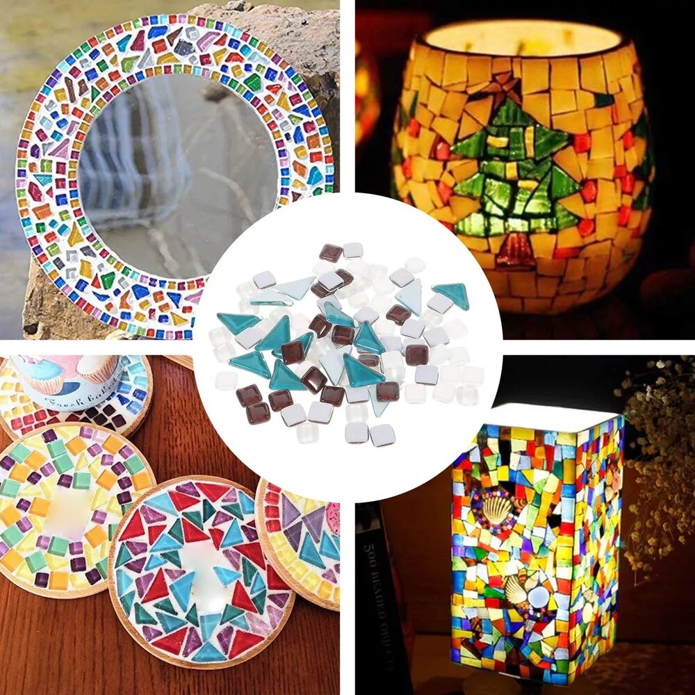 Цветные стёкла мозаичные из стеклянного камня для рукоделия и декора, набор около 200 г
