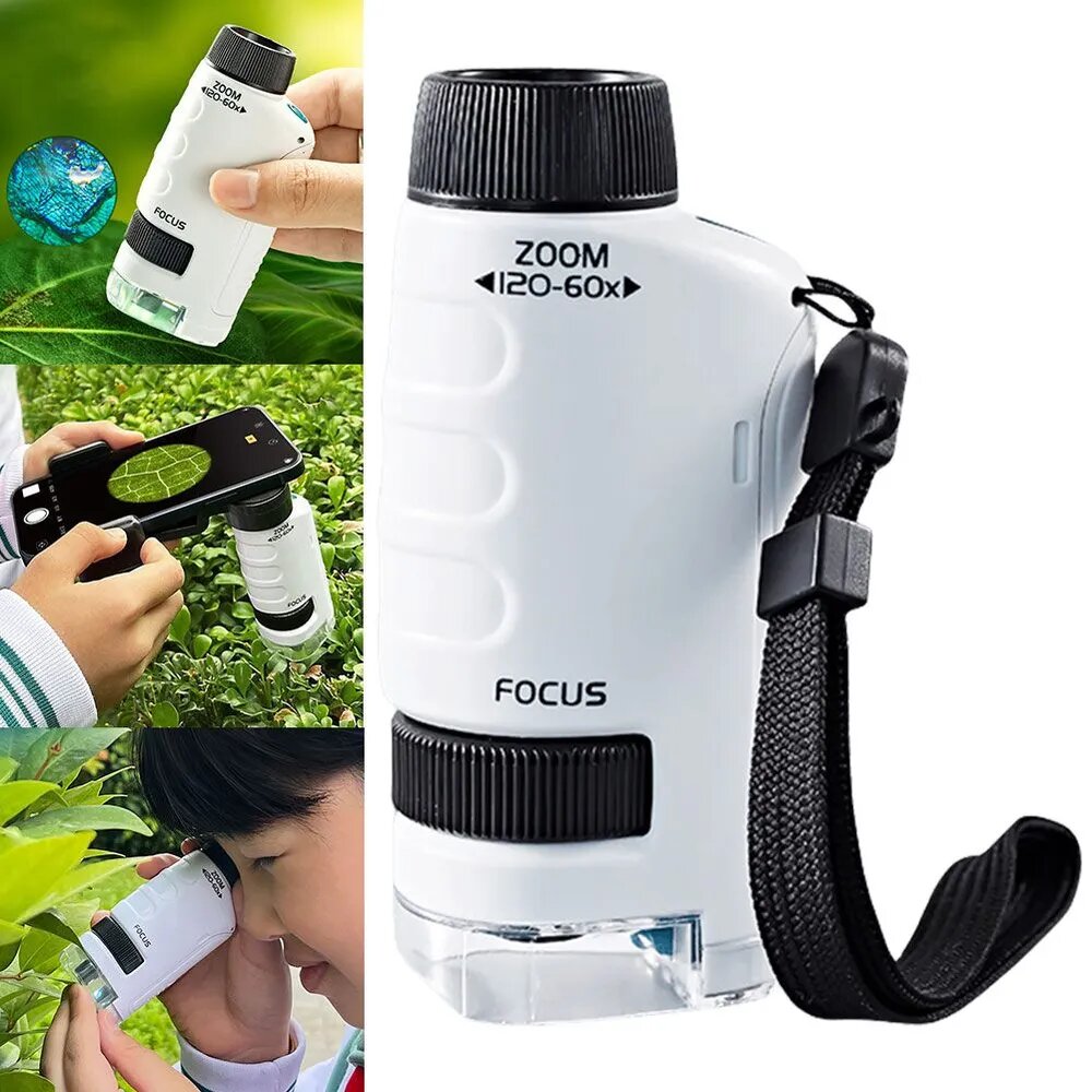 Портативный ручной микроскоп для детей с LED-подсветкой, 96 45 30 мм